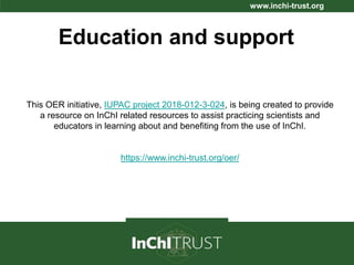 IC-SDV 2019: The IUPAC InChI Chemical Structure Standard – Today and the Future - Ray Boucher ...