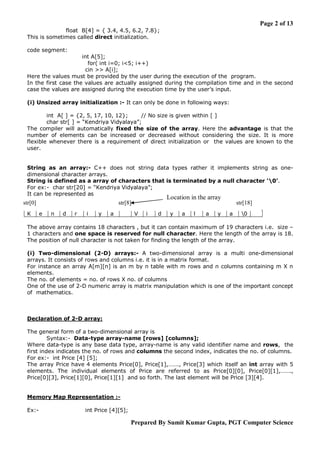 Arrays and library functions | PDF