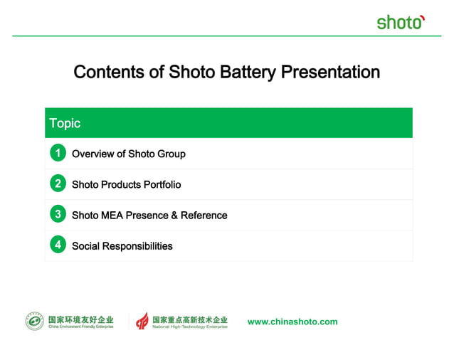 Shoto Battery Presentation 2016 MEA | PPT