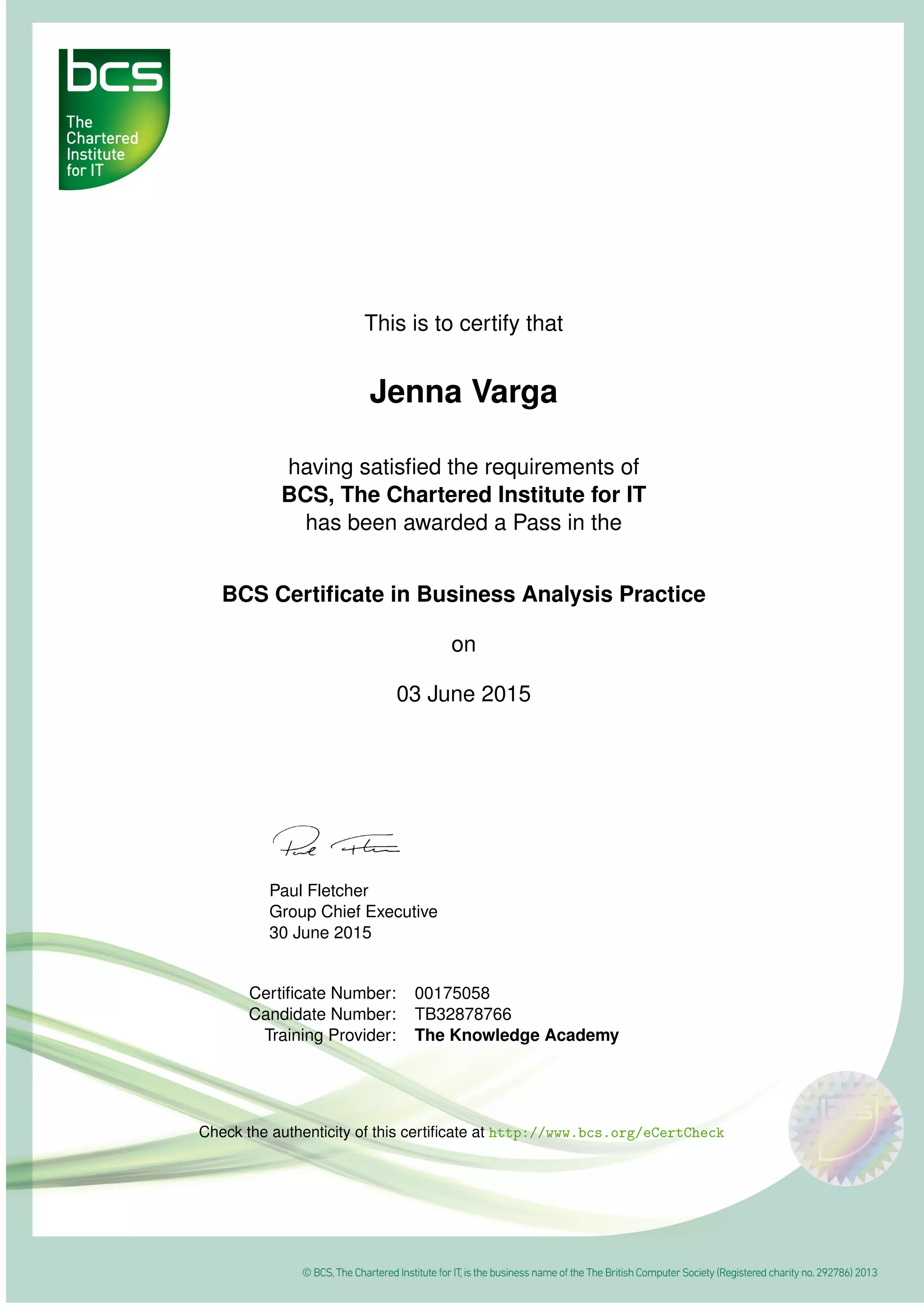 BAP Certificate | PDF