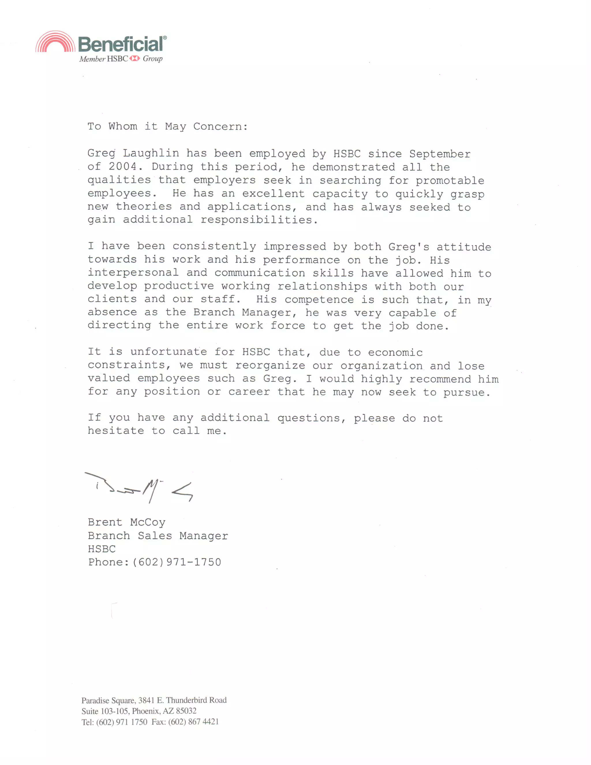 Letter of Recommendation-HSBC | PDF