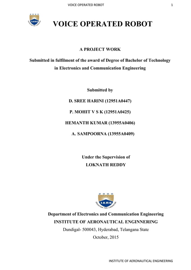 VOICE OPERATED ROBOT DOCUMENTATION | PDF