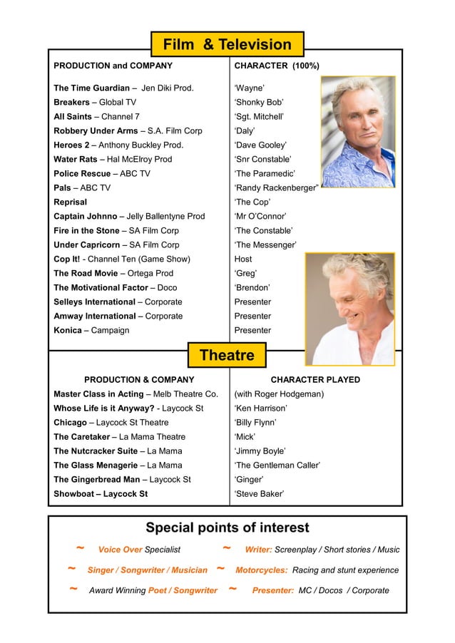 Peter Healy ACTORS CV Feb 2016 | PDF