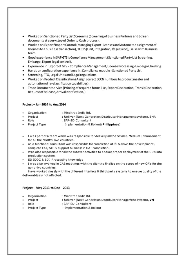 Avinash Illur_6 Yrs_SAP SD_GTS Consultant_Bangalore_1 | PDF