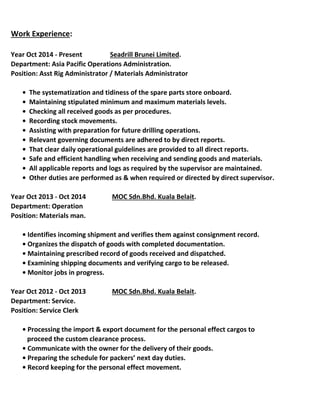 Previous Employment | PDF