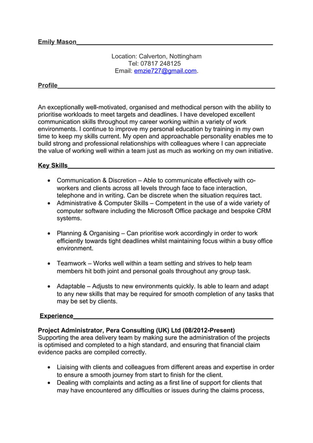 Emily-Mason-CV | DOC | Career Advice | Careers