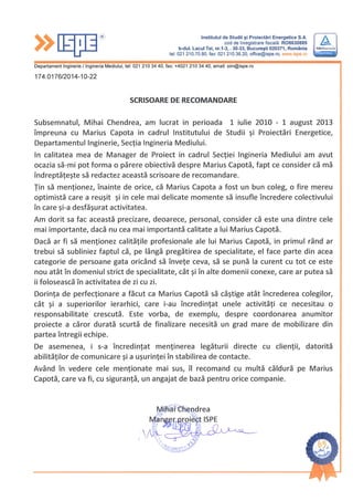 Recomandare Marius Capota - ISPE | PDF