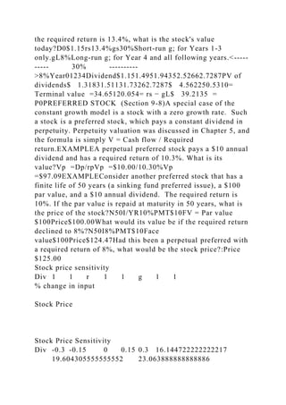 09 Chapter modelChapter 9. Stocks and Their Valuation (Models)Thi.docx ...