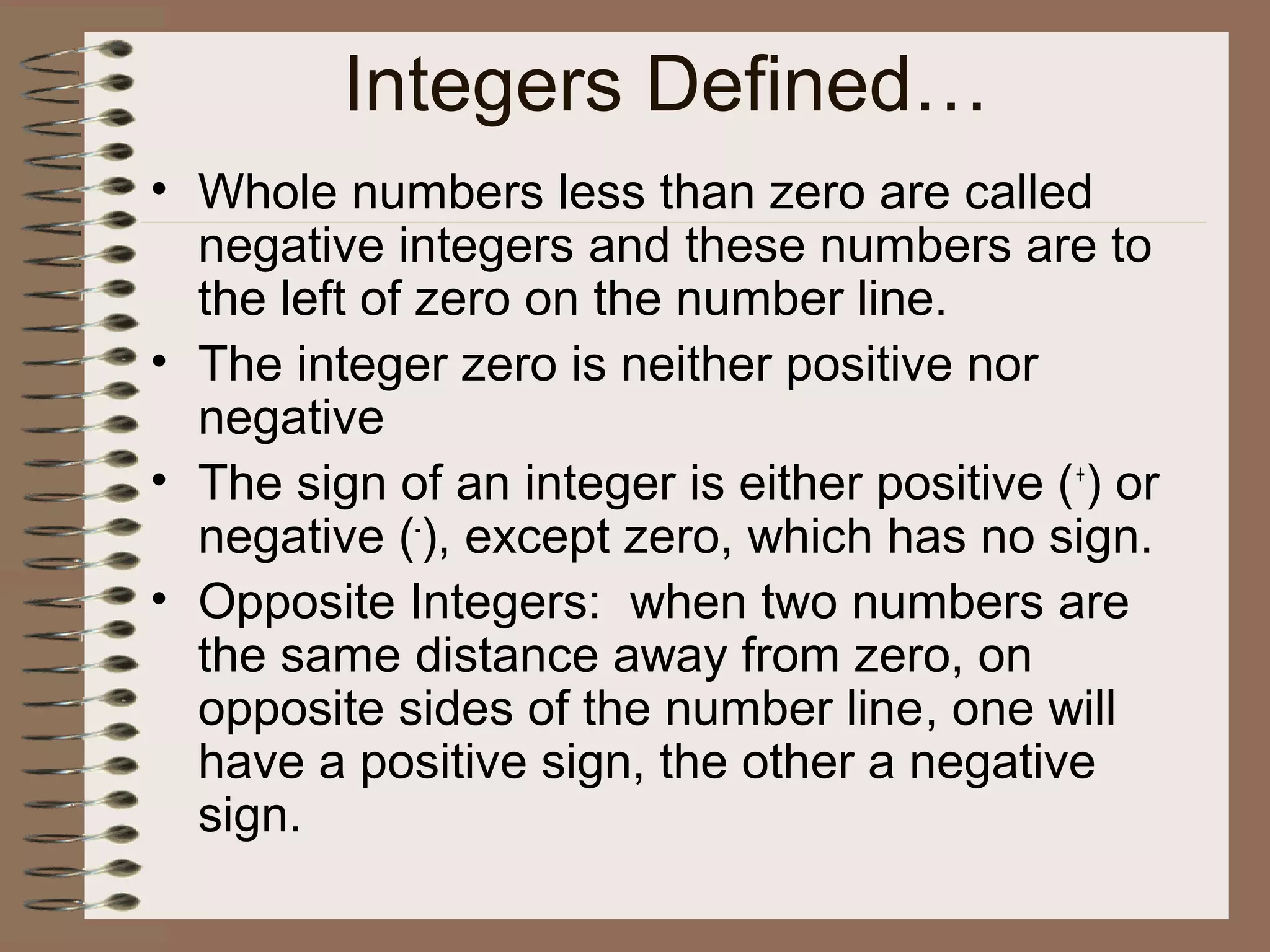 INTEGERS INTRO | PPT