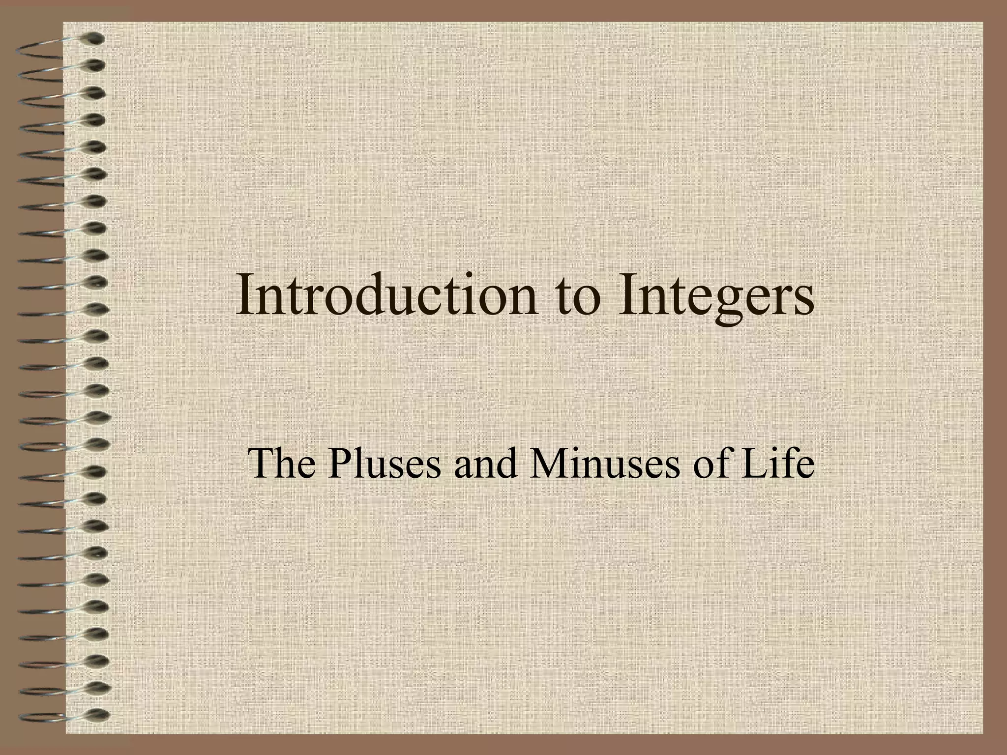 INTEGERS INTRO | PPT