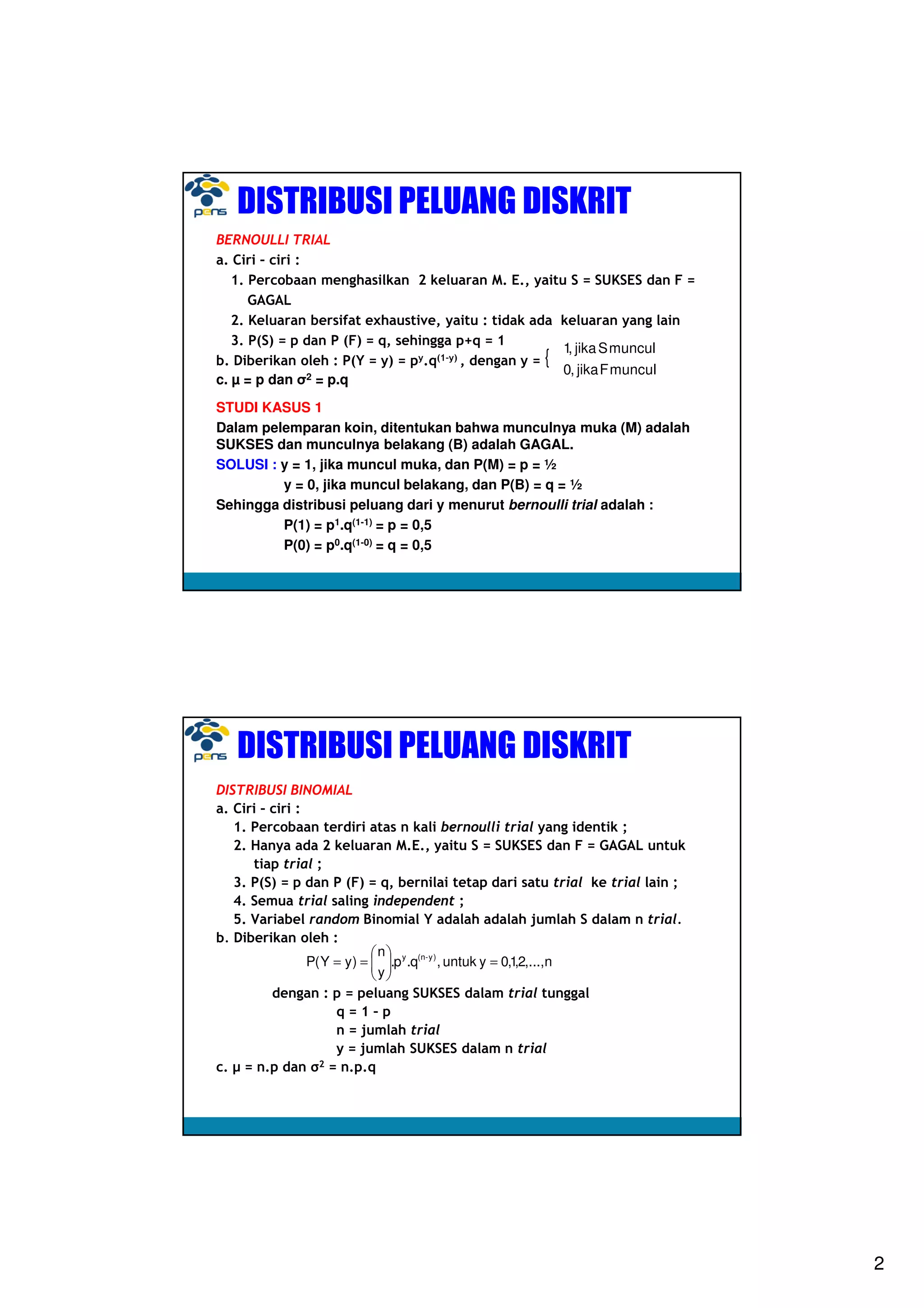 09 distribusi probabilitas diskrit | PDF