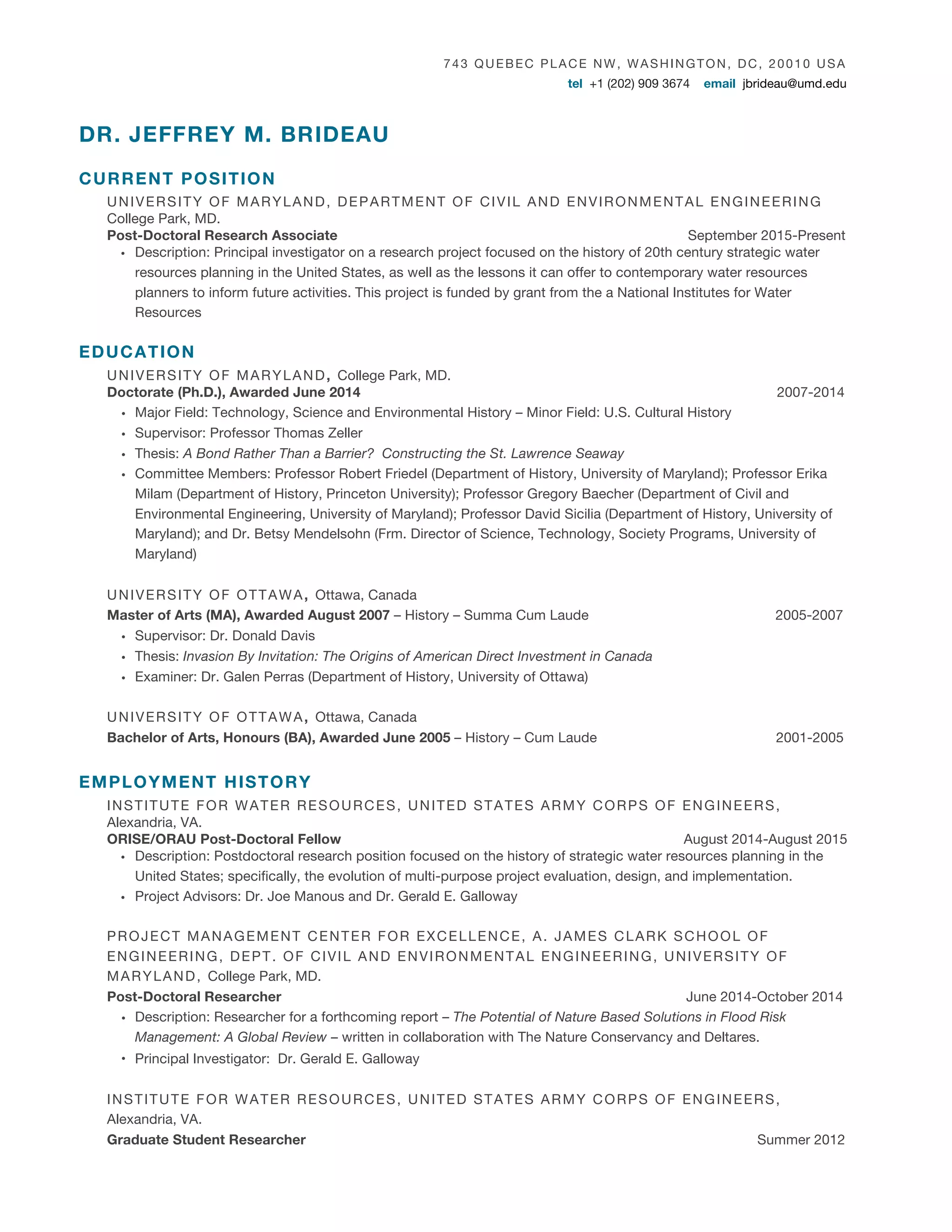 Brideau.Curriculum Vitae.Current | PDF