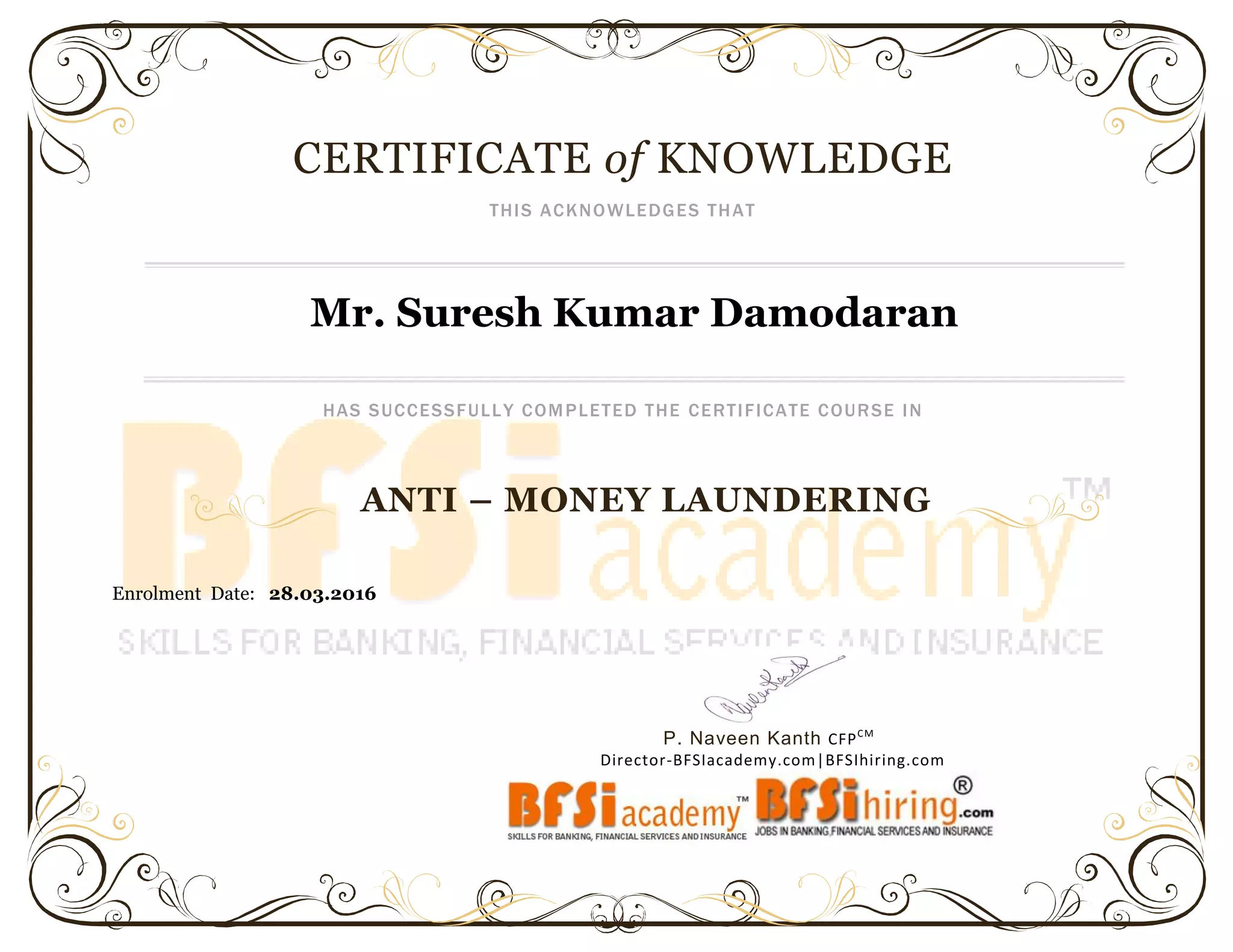 Anti Money Laundering Certificate | PPT