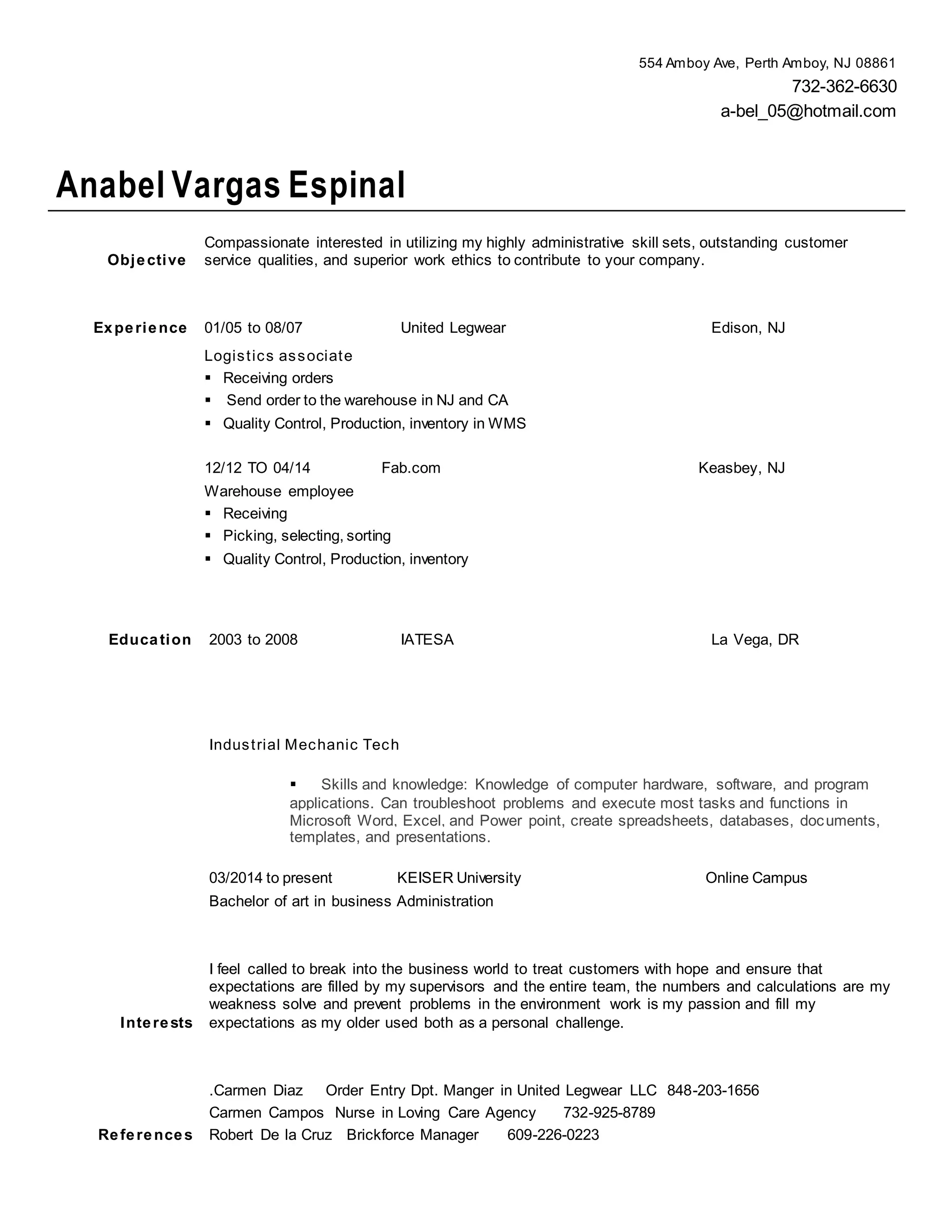 Anabel Resume | DOCX