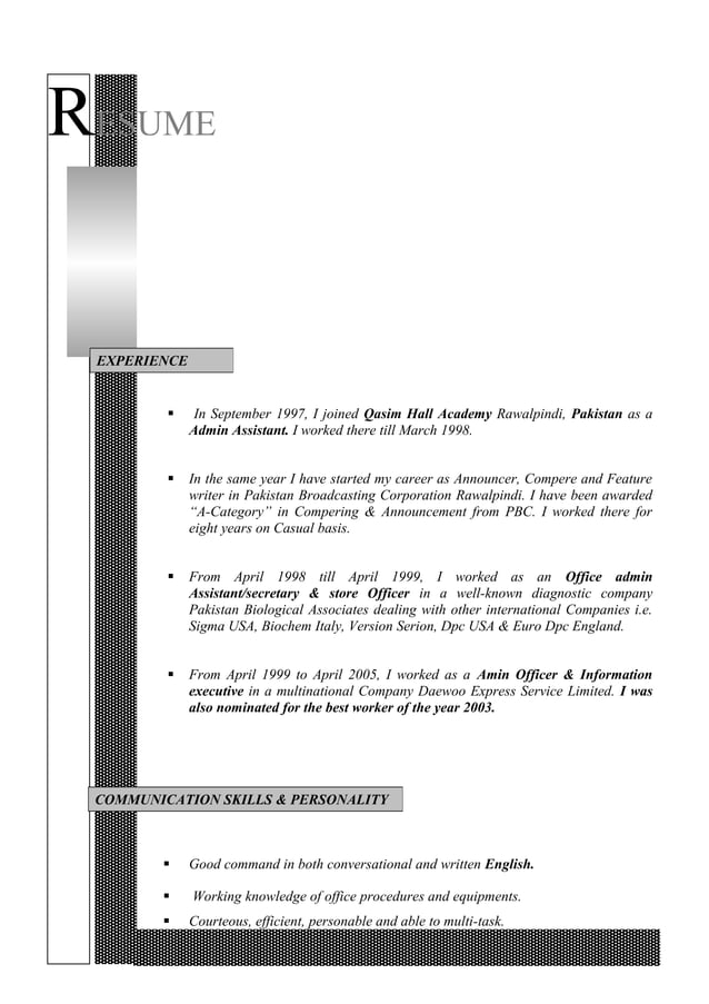 SAM CV 1 | DOC | Business | Business and Finance