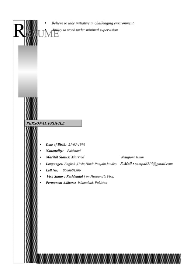 SAM CV 1 | DOC | Business | Business and Finance