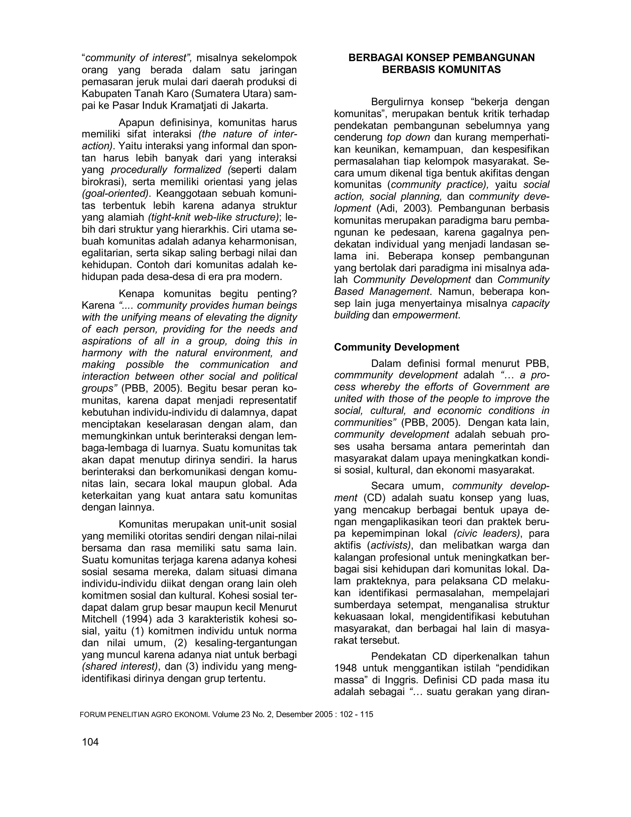 Pembangunan Pedesaan dengan Pendekatan Komunitas | PDF