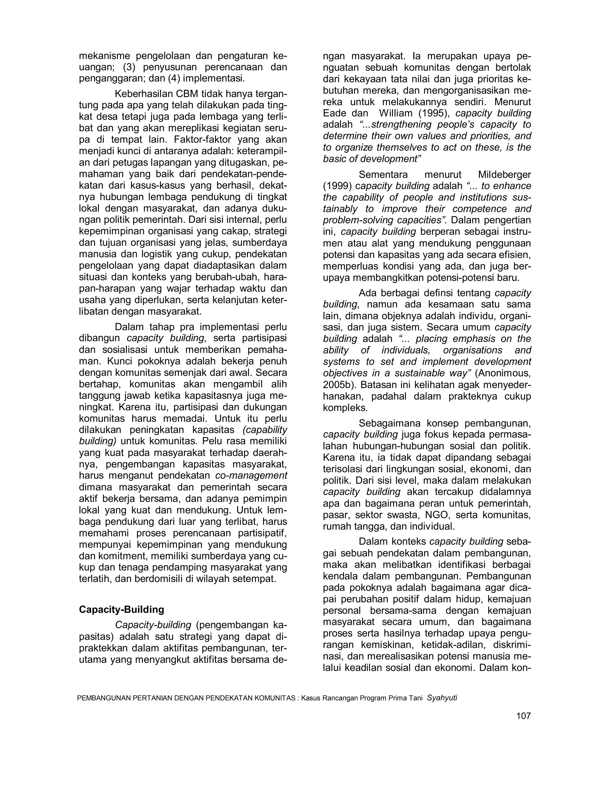 Pembangunan Pedesaan dengan Pendekatan Komunitas | PDF