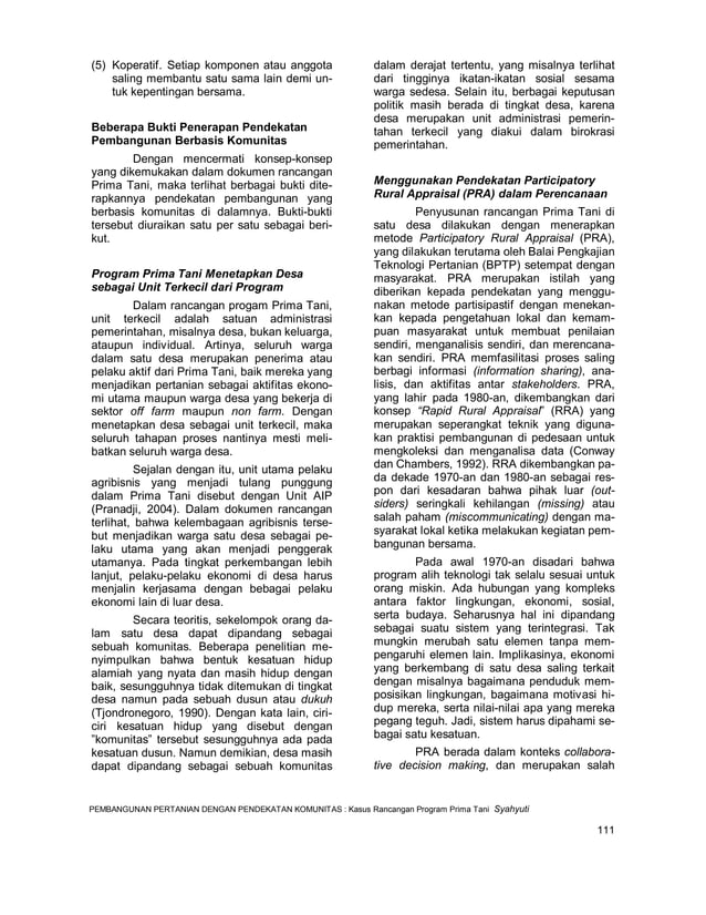 Pembangunan Pedesaan dengan Pendekatan Komunitas | PDF