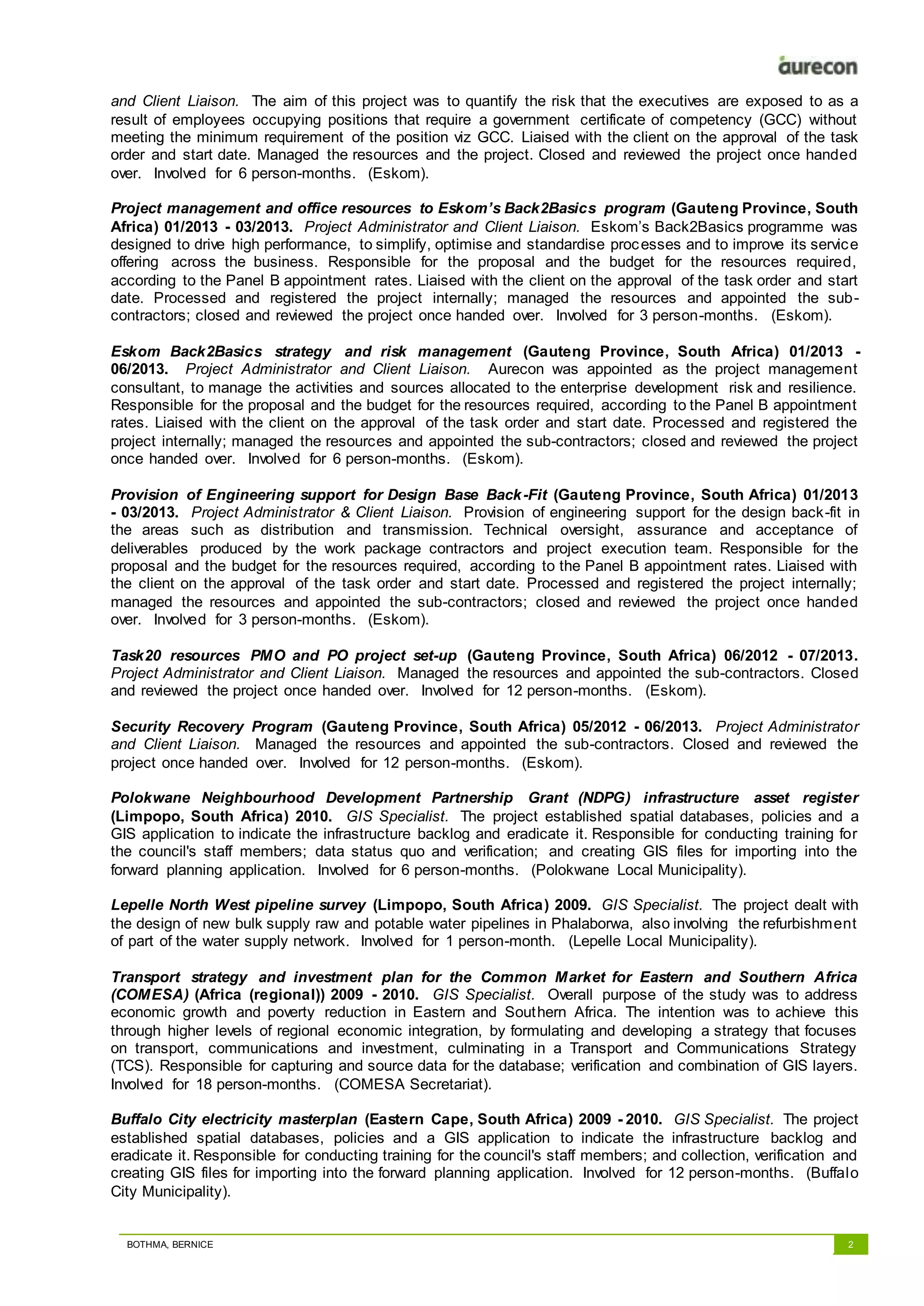 CV Bothma Bernice_05_2016 | PDF