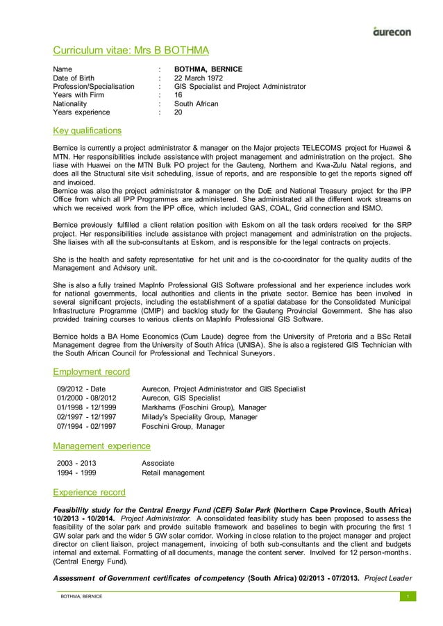 CV Bothma Bernice_05_2016 | PDF