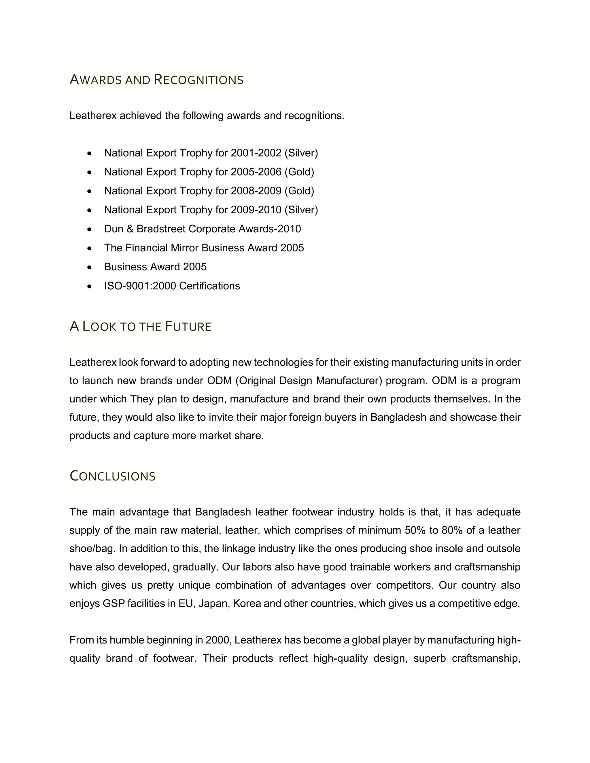 Case Study on a Export Oriented Footwear Company - Leatherex ...