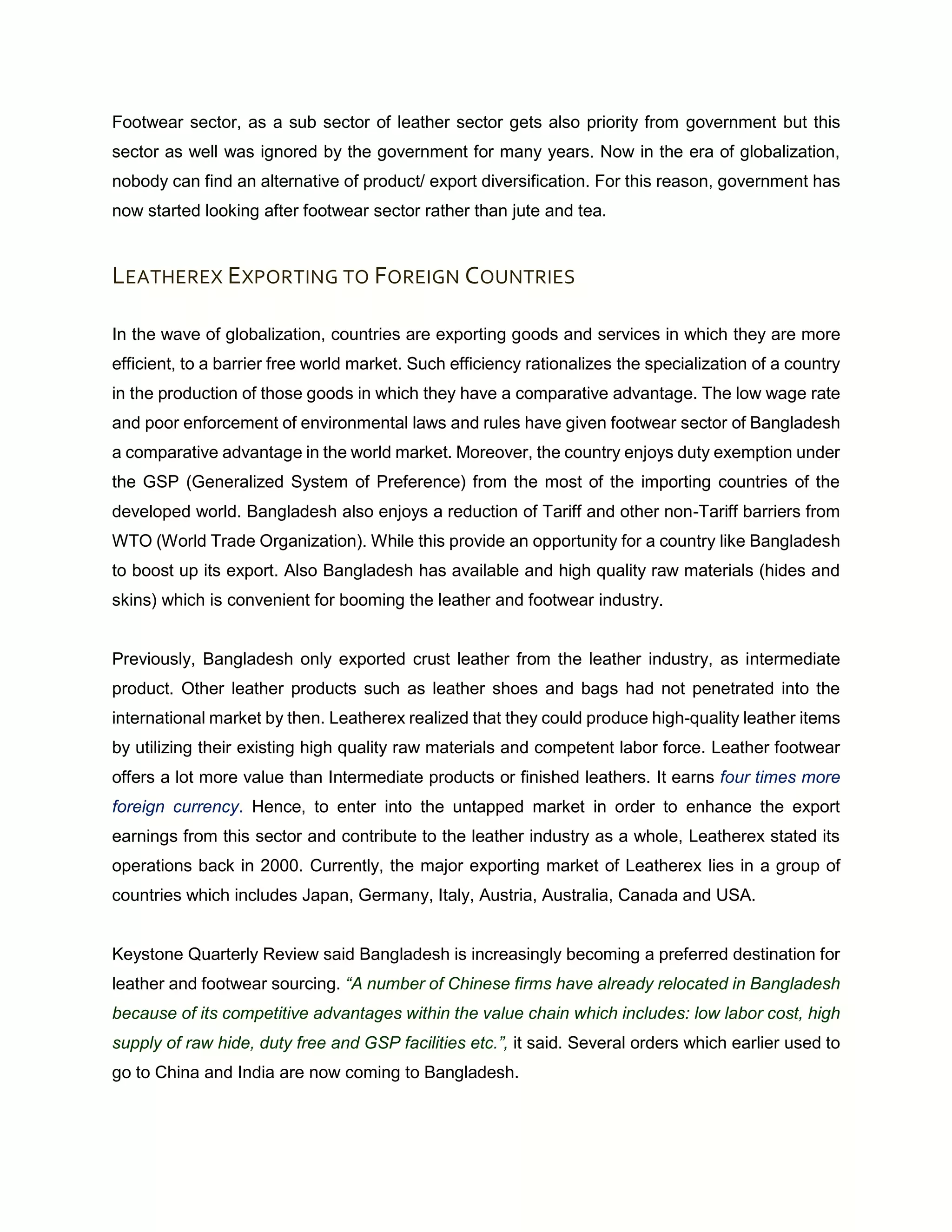 Case Study on a Export Oriented Footwear Company - Leatherex ...