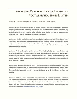Case Study on a Export Oriented Footwear Company - Leatherex ...