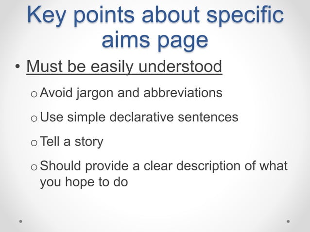 "How Write the "Specific Aims" by Scott Filler, PhD | PPT