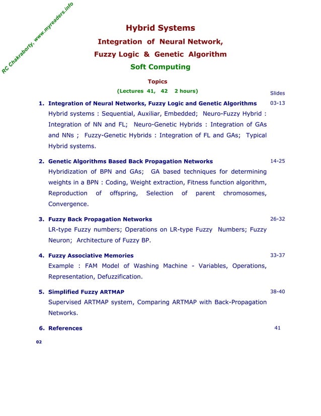 Hybrid Systems using Fuzzy, NN and GA (Soft Computing) | PDF