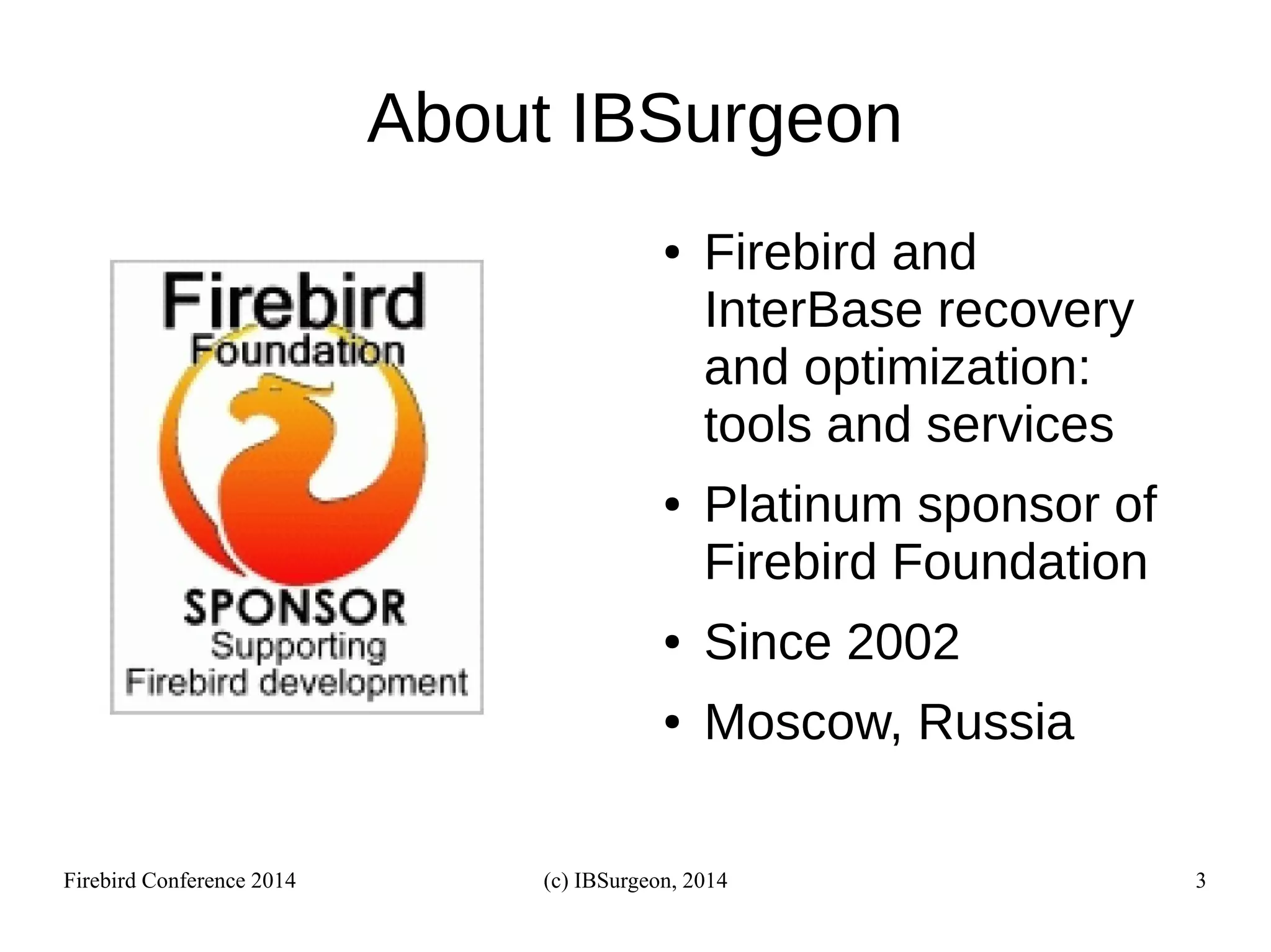 Firebird recovery tools and techniques by IBSurgeon | PPT