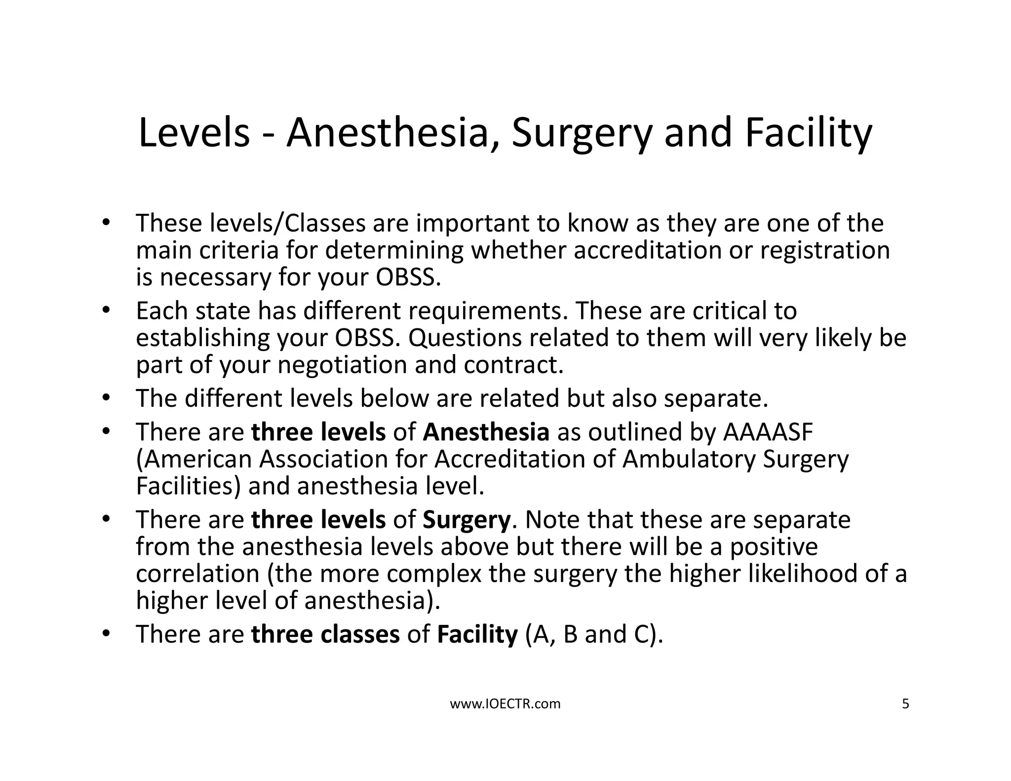 The Office-Based Surgical Suite (OBSS) Anesthesia, Surgery and Facility ...