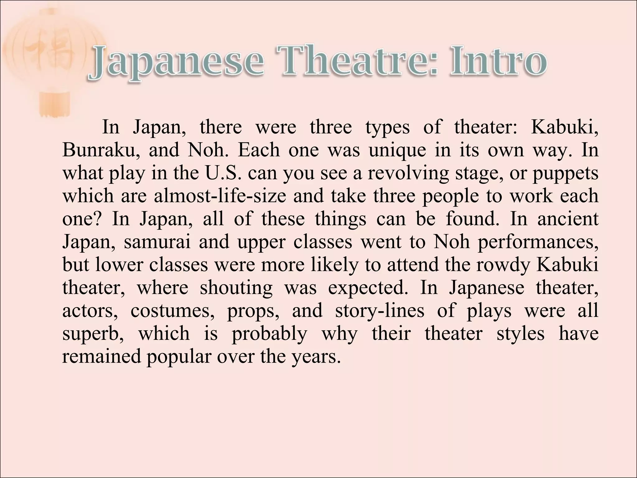 09p2.Theater Kabuki, Bunraku, And Noh | PPT