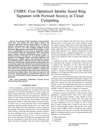COIRS: Cost Optimized Identity based Ring Signature with Forward Secrecy in Cloud Computing ...