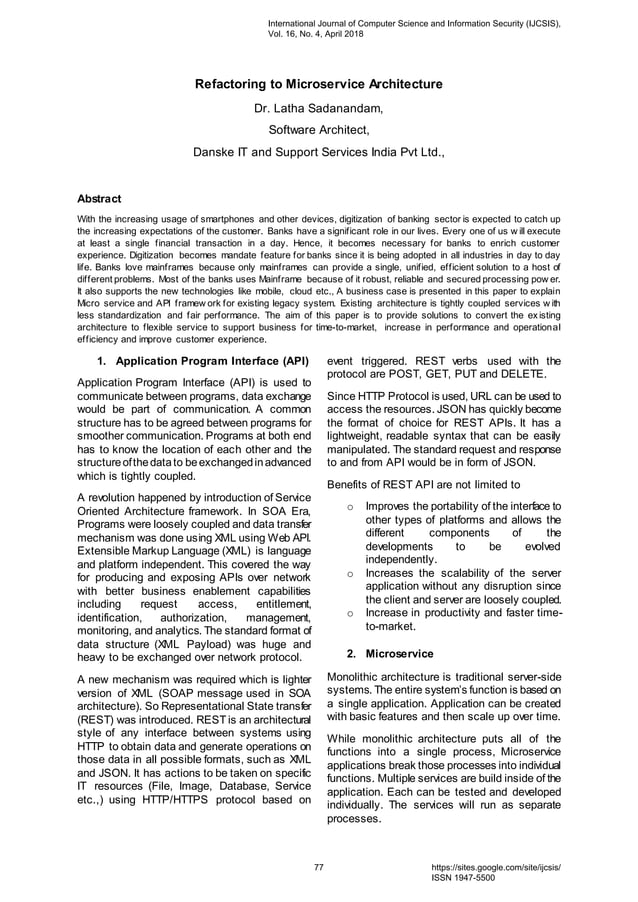 Refactoring to Microservice Architecture | PDF | Internet | Computing