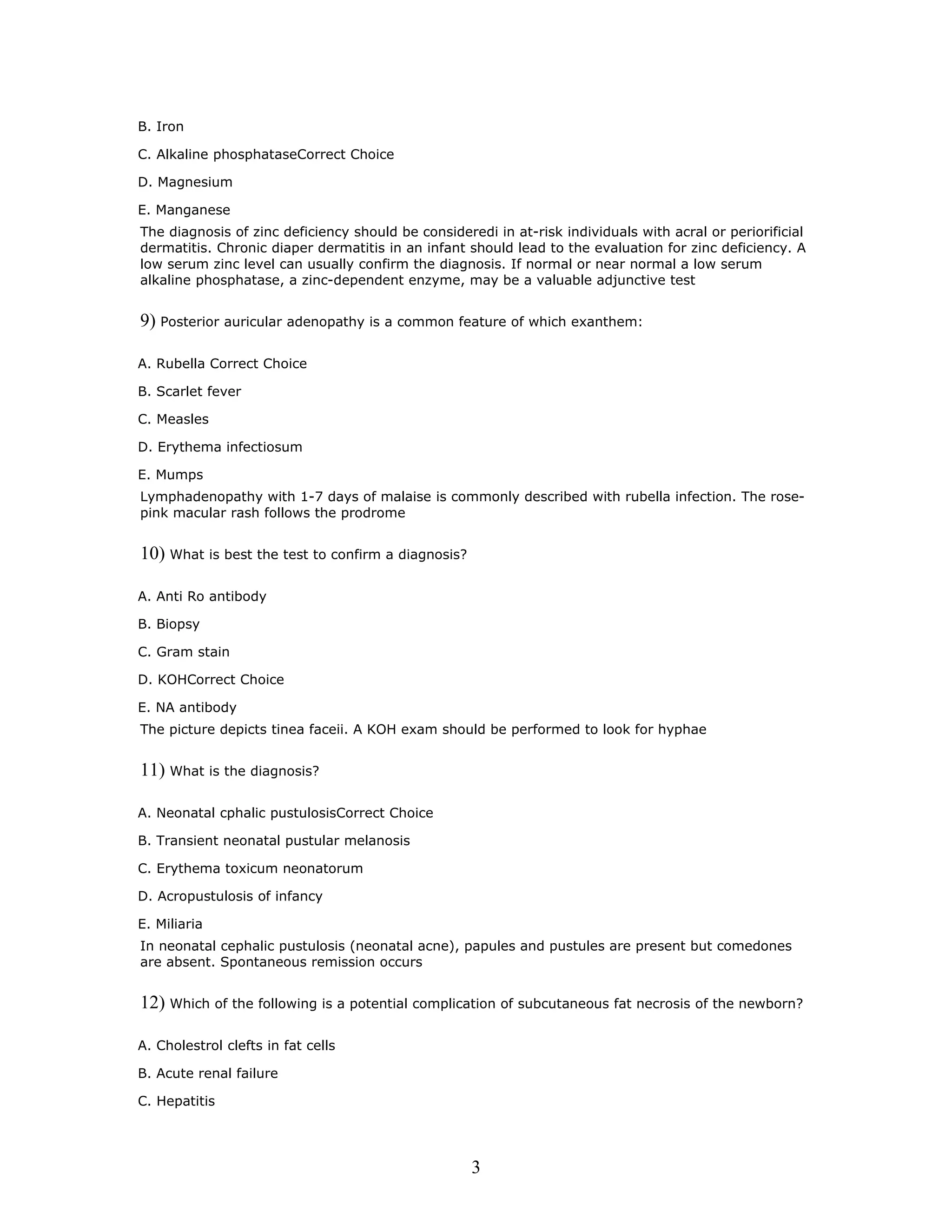 ETAS_MCQ_09 pediatric dermatology | DOC