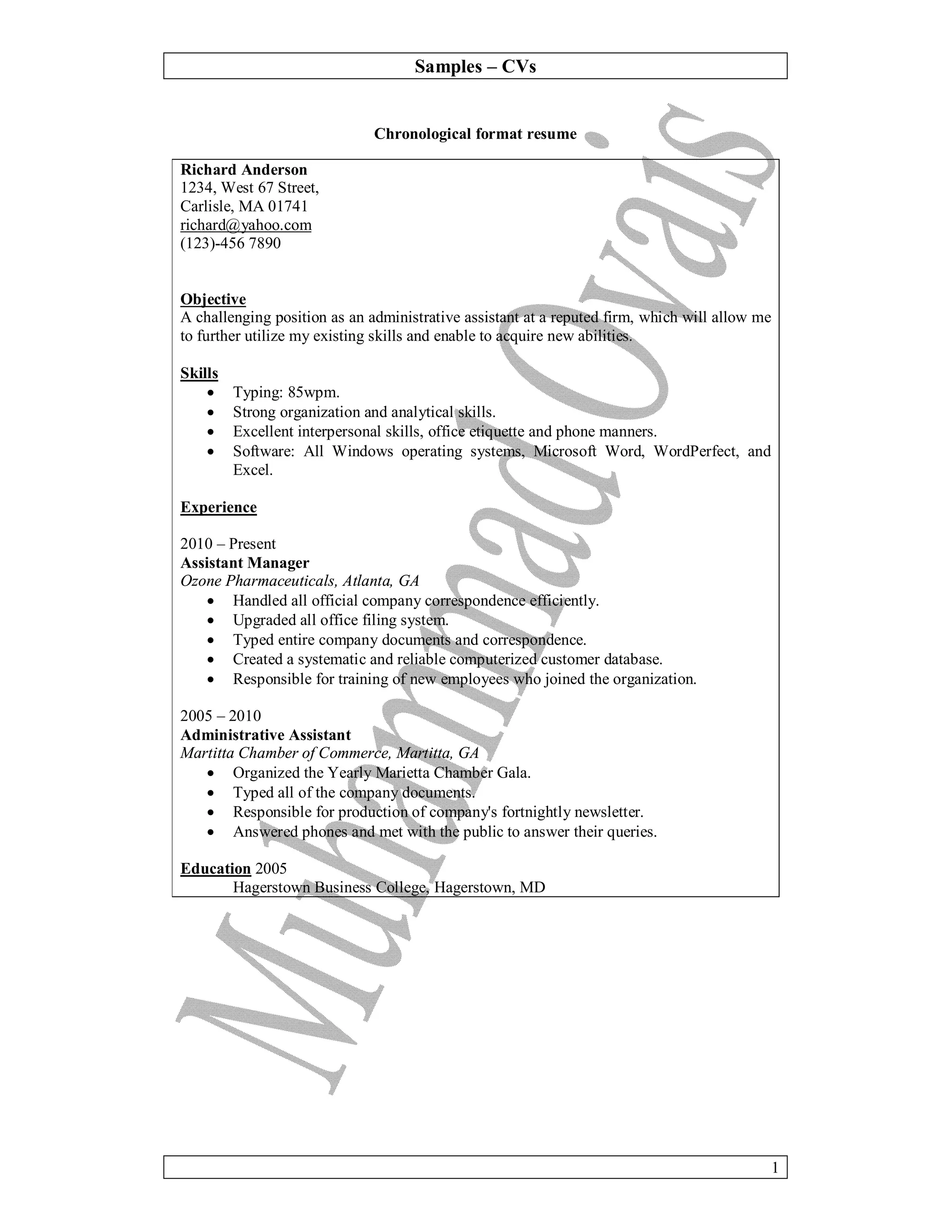 09 practical writing samples - cv | PDF