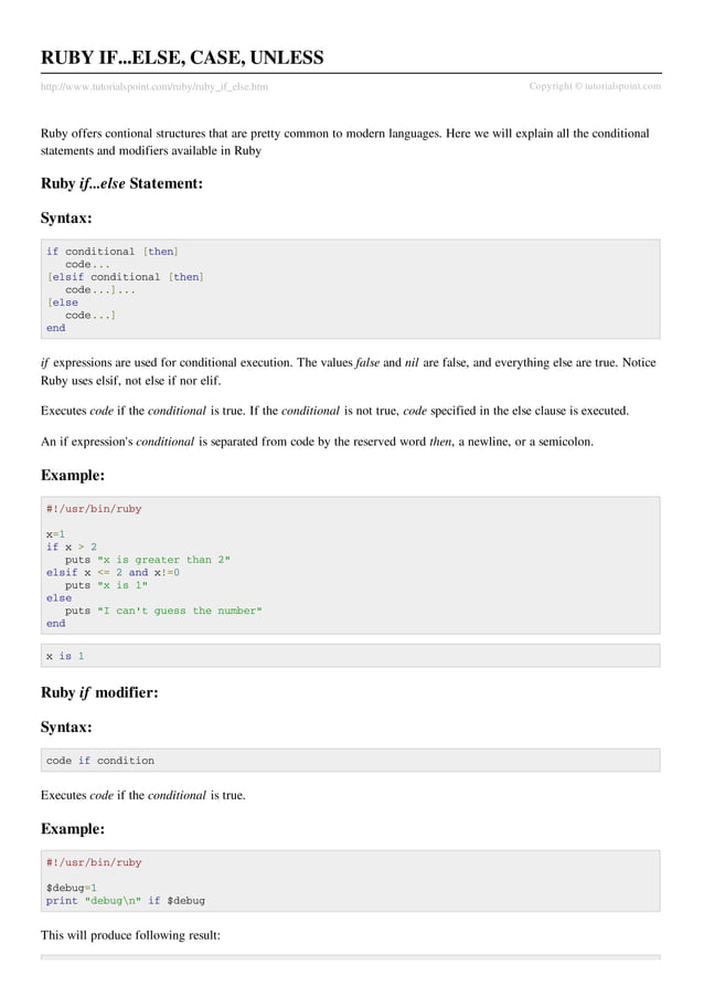 09 ruby if else | PDF