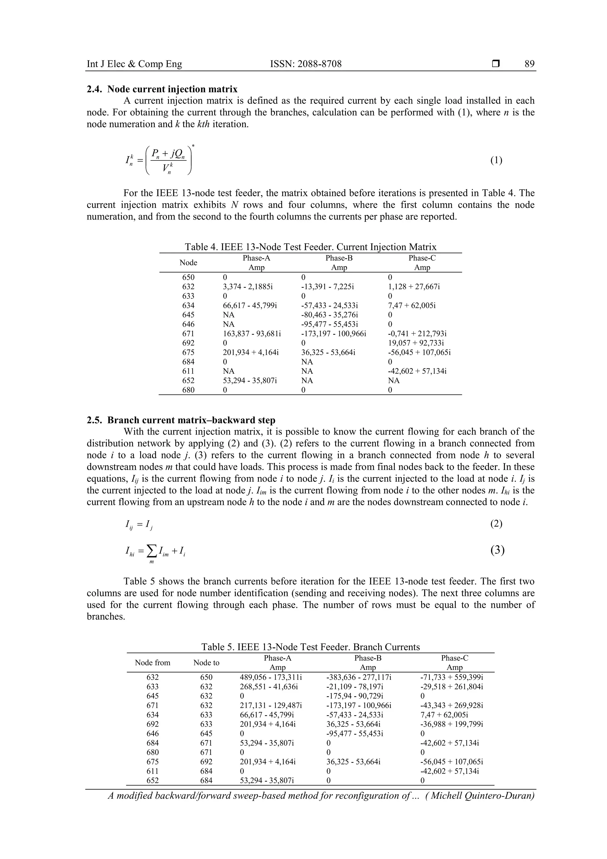 A Modified Backwardforward Sweep Based Method For Reconfiguration Of Unbalanced Distribution