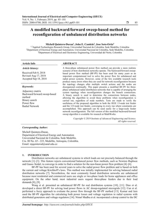 A modified backward/forward sweep-based method for reconfiguration of ...