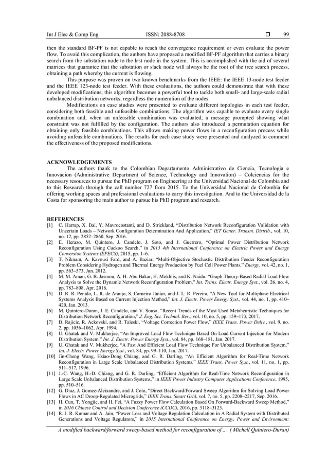 A modified backward/forward sweep-based method for reconfiguration of ...
