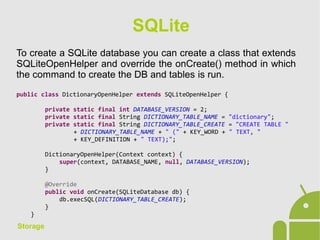 Android App Development - 09 Storage | PPT