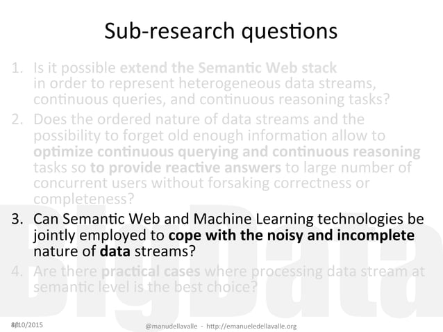 Stream Reasoning: mastering the velocity and variety dimensions of Big ...