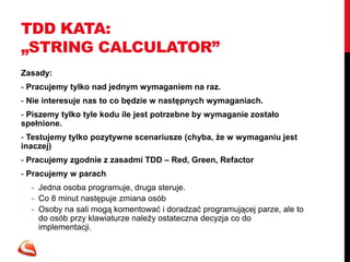 09 tdd kata backlog | PPTX | Programming Languages | Computing
