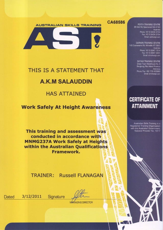Height Awareness certificate | PDF