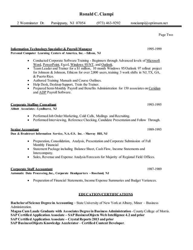 Ron Ciampi Resume 2017 | DOCX