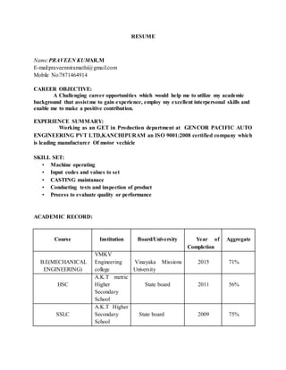 praveen exp nresume | PDF
