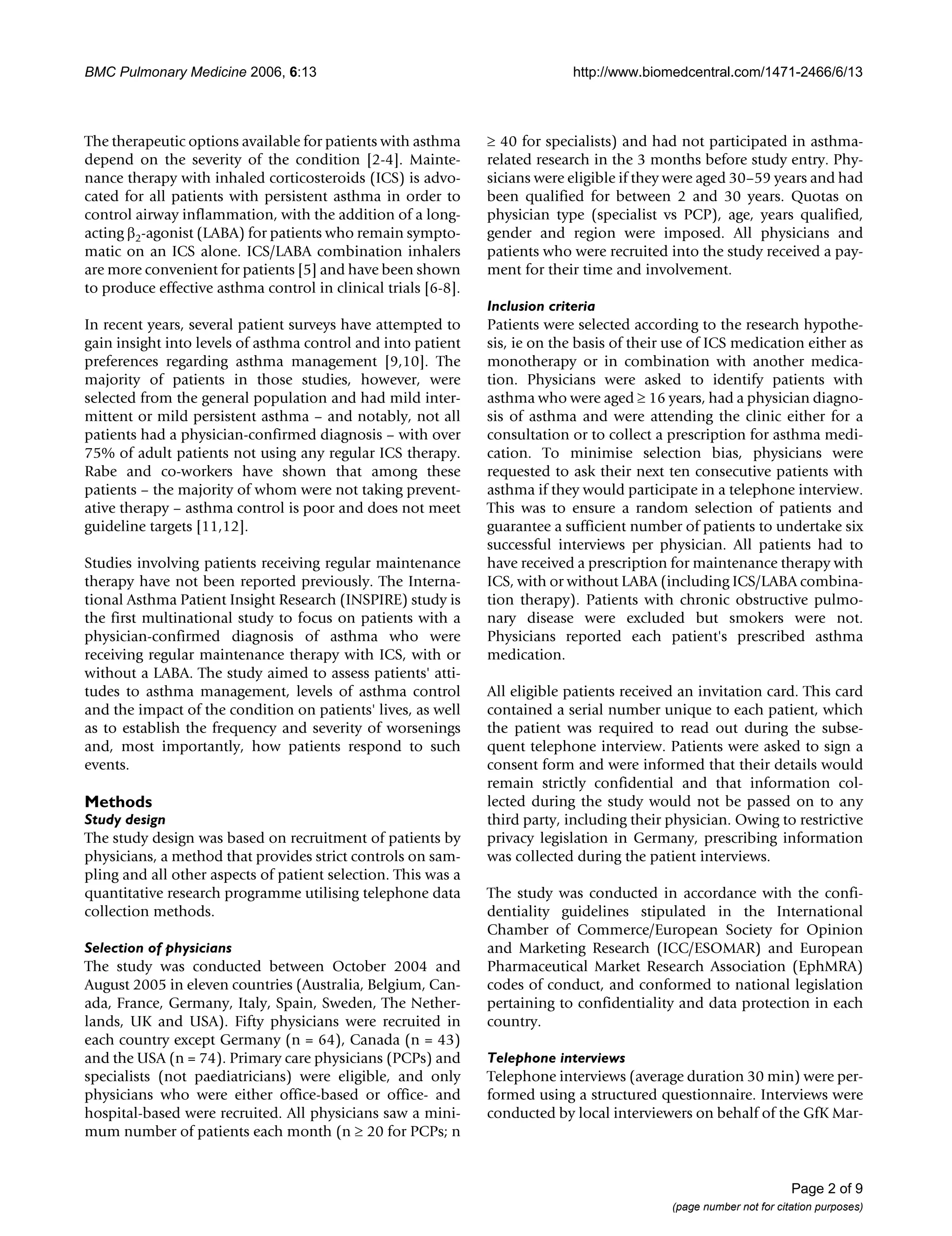 INSPIRE study BMC 2006 | PDF