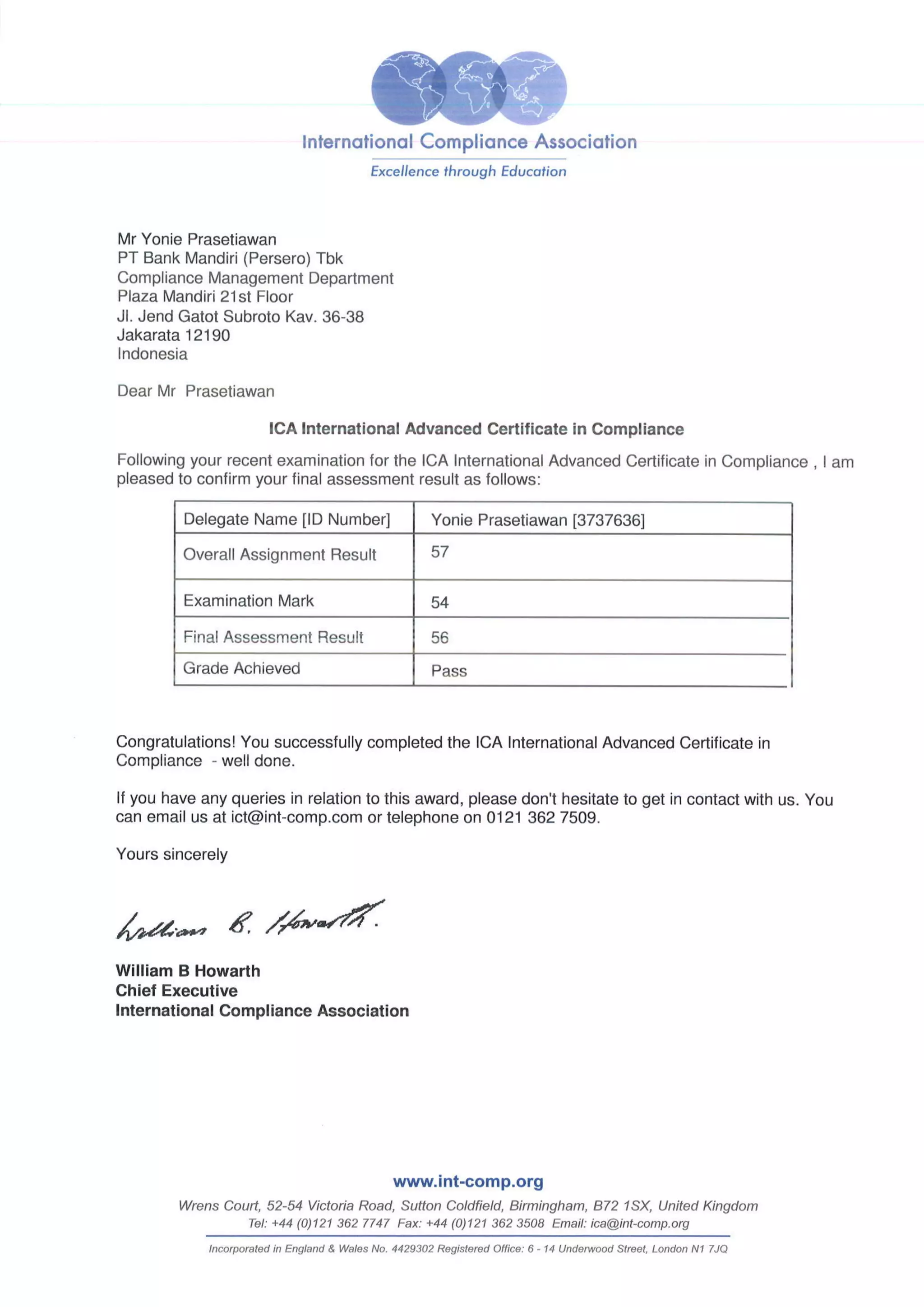 ICA International Advanced Certificate in Compliance | PDF