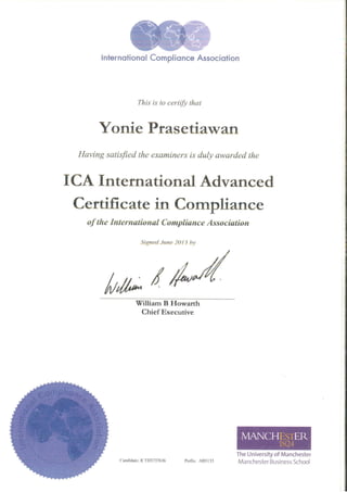 ICA International Advanced Certificate in Compliance | PDF | Free Download